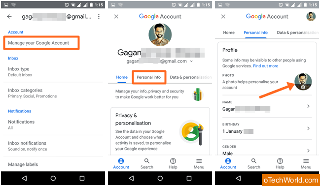4 Ways To Change Google Profile Picture On Android - oTechWorld